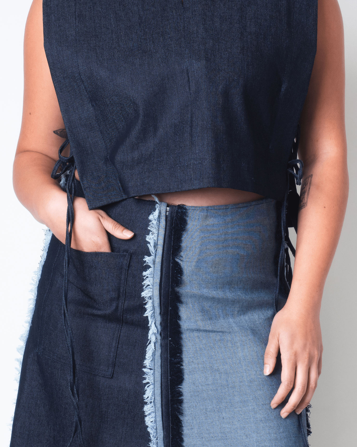 4-Way A-Line Skirt Two-Tone Denim